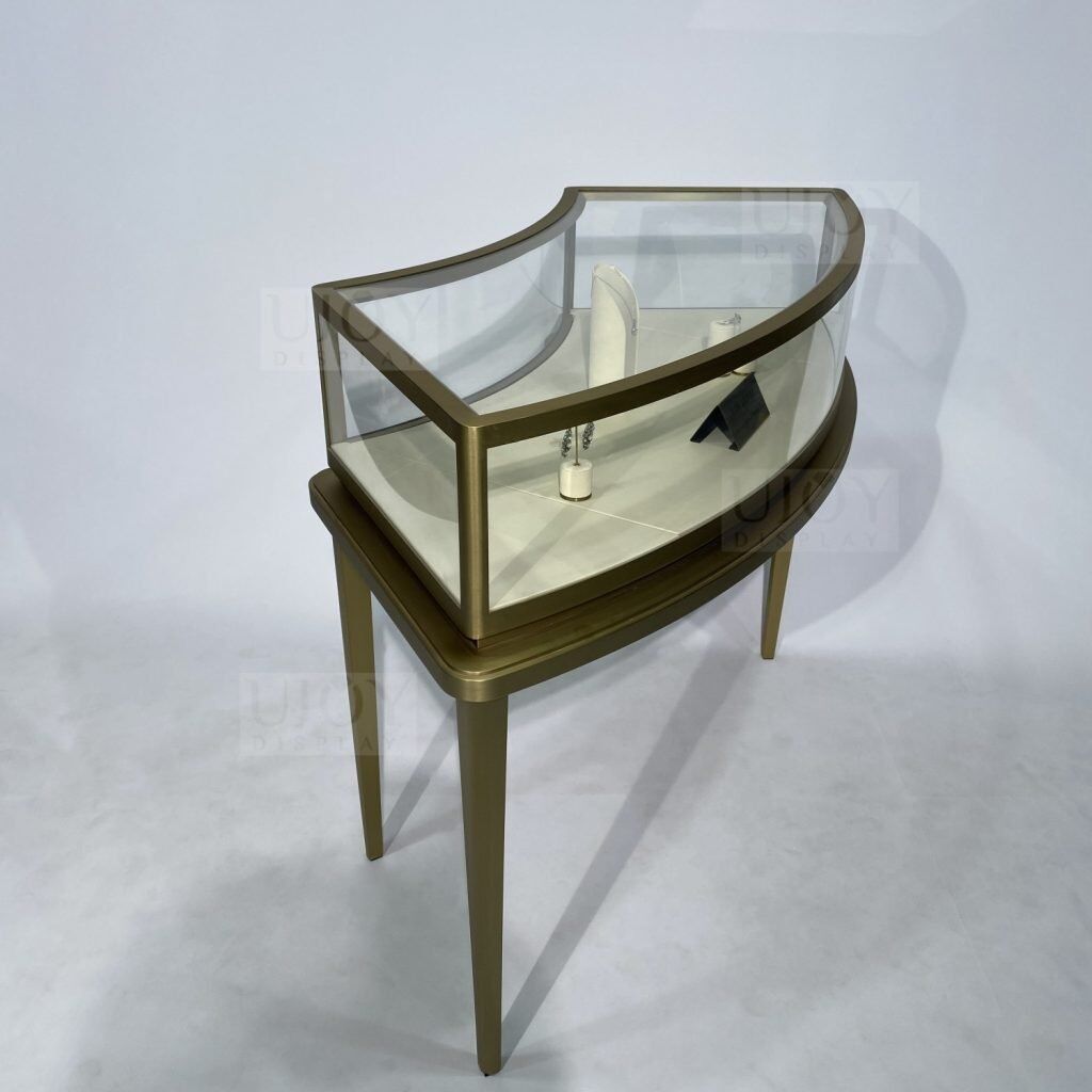 Curved Jewelry Counter Showcase with Storage Cabinet UD013 | Jewelry ...